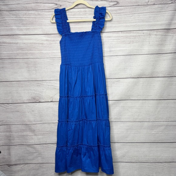 torrid | Dresses | Torrid Blue Smocked Tiered Midi Dress Cotton Blend ...
